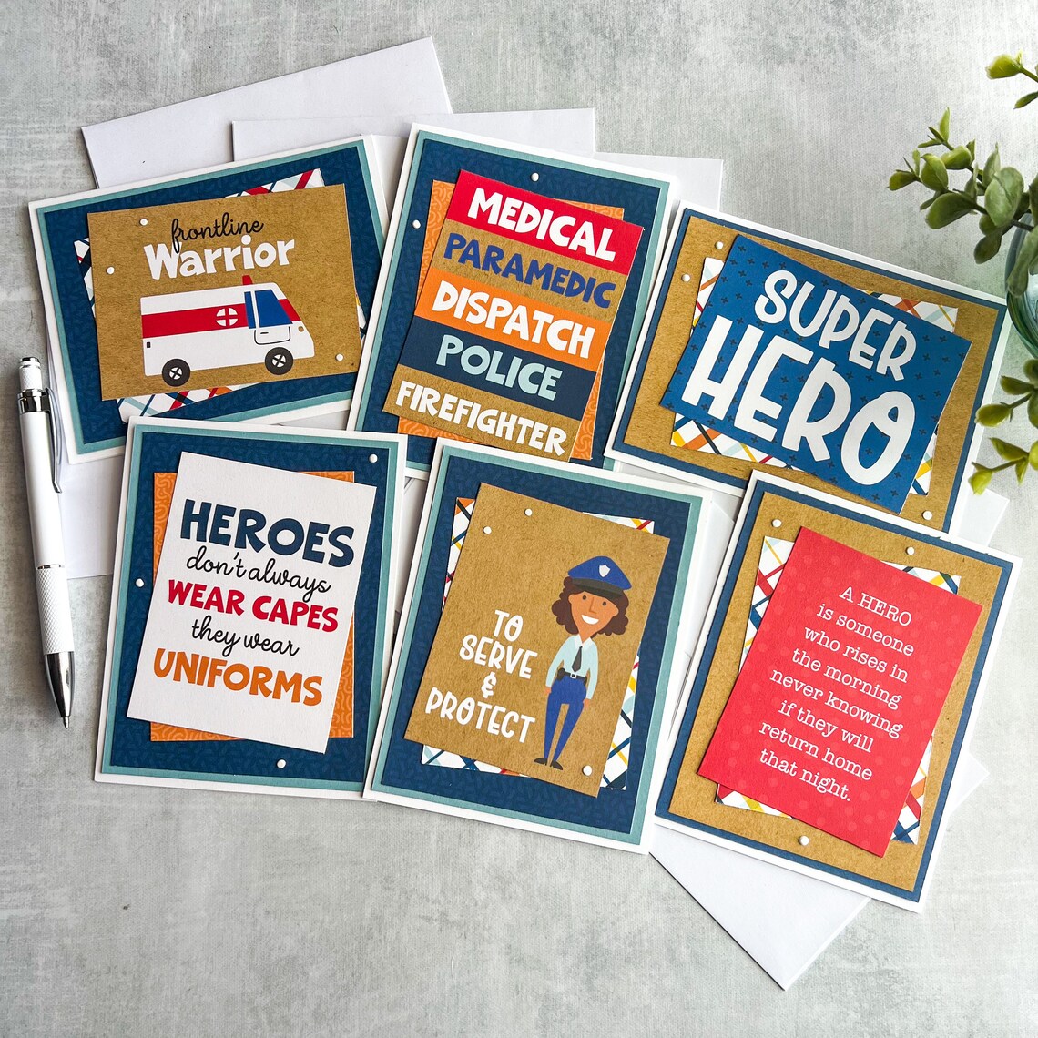First Responder Cards. Set of Six With Envelopes. - Etsy
