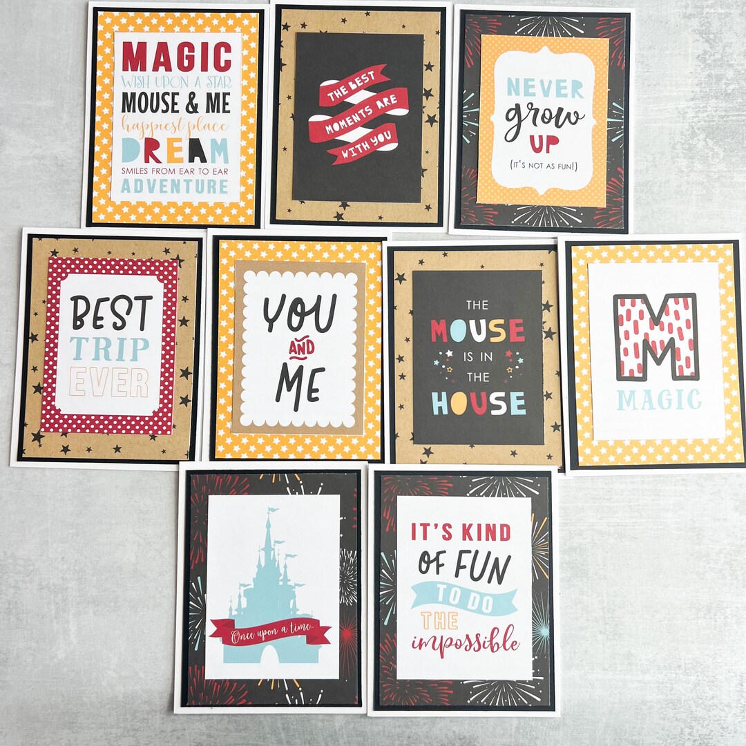 Awesome Set of 9 Handmade Disney Cards! Disneyland Cards, Disneyworld ...