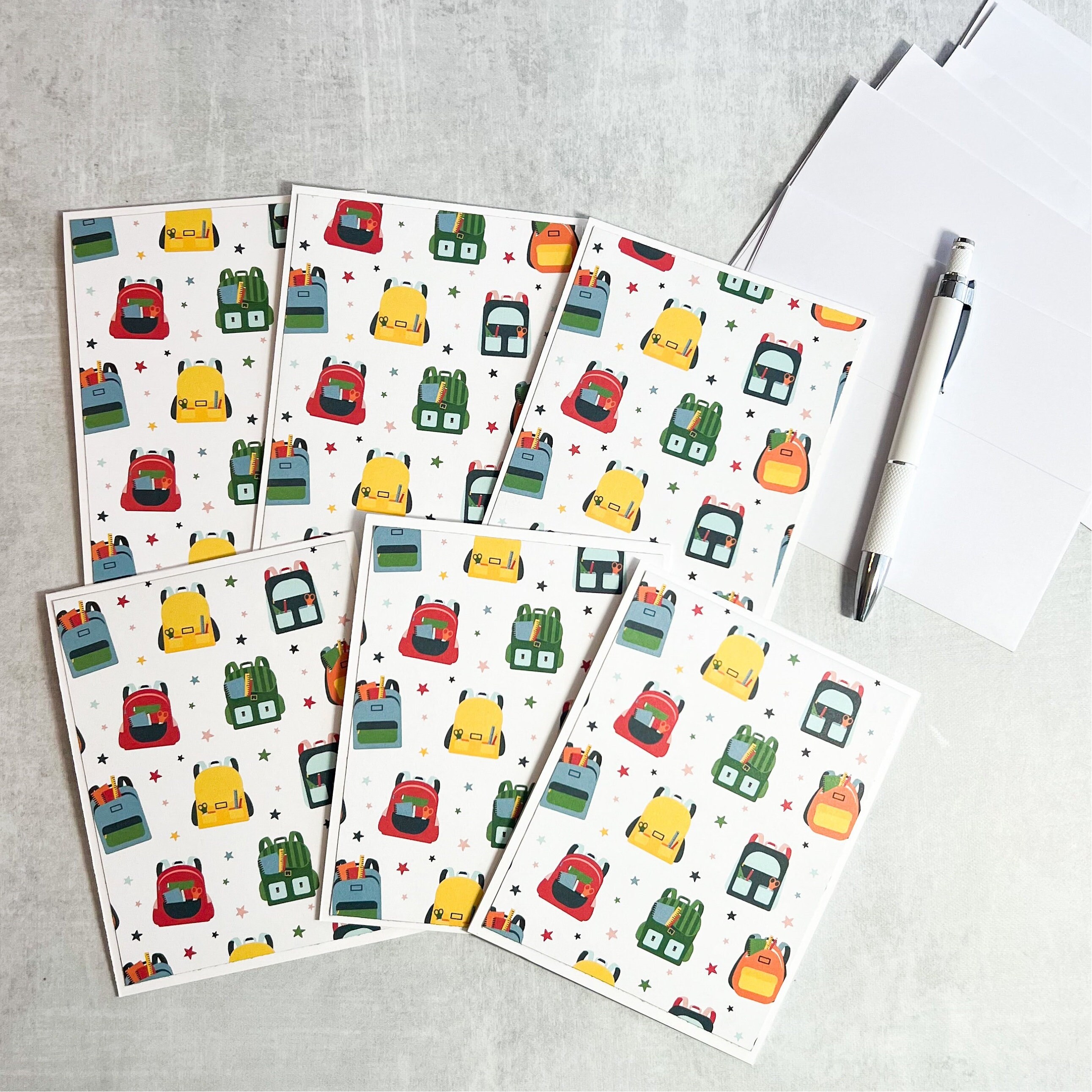 Set of SIX Fun Backpack Cards for All Ages Student Cards, Teacher ...