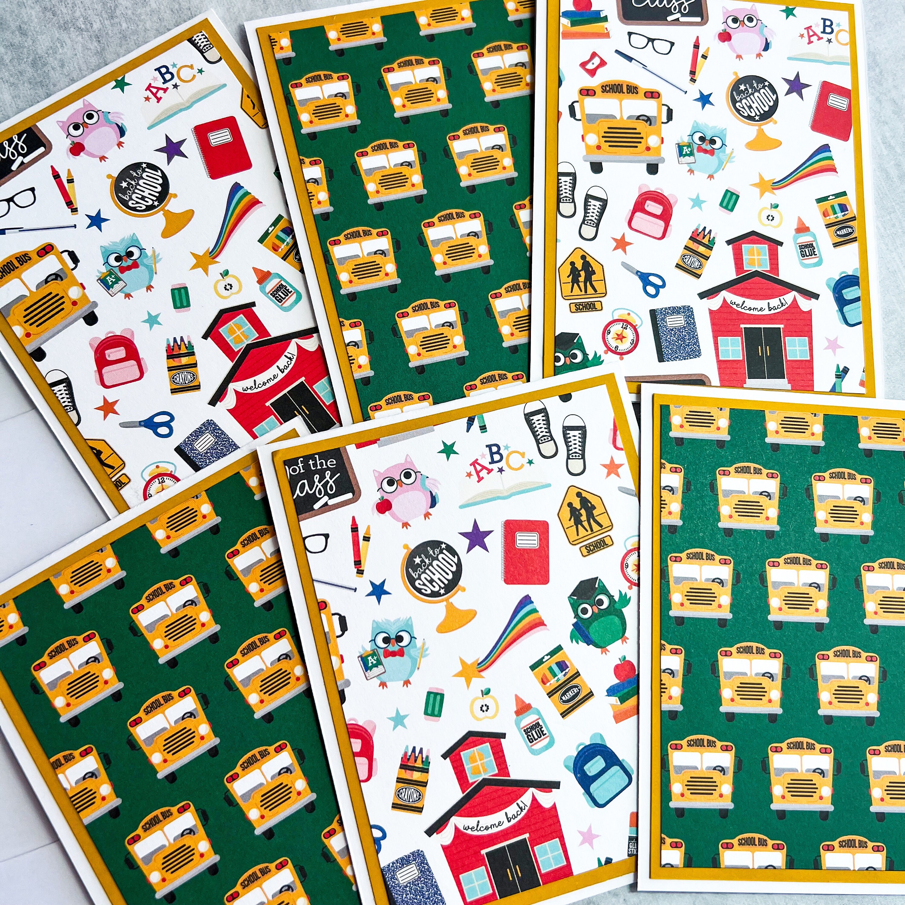 Set of SIX Fun School Bus Cards! **teacher Appreciation Cards, Bus ...
