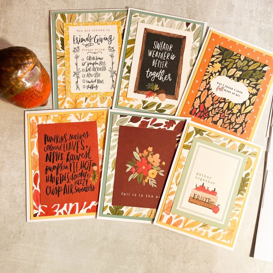 6 Thanksgiving Cards for Autumn Friendsgiving Cards for Fall Hostess ...