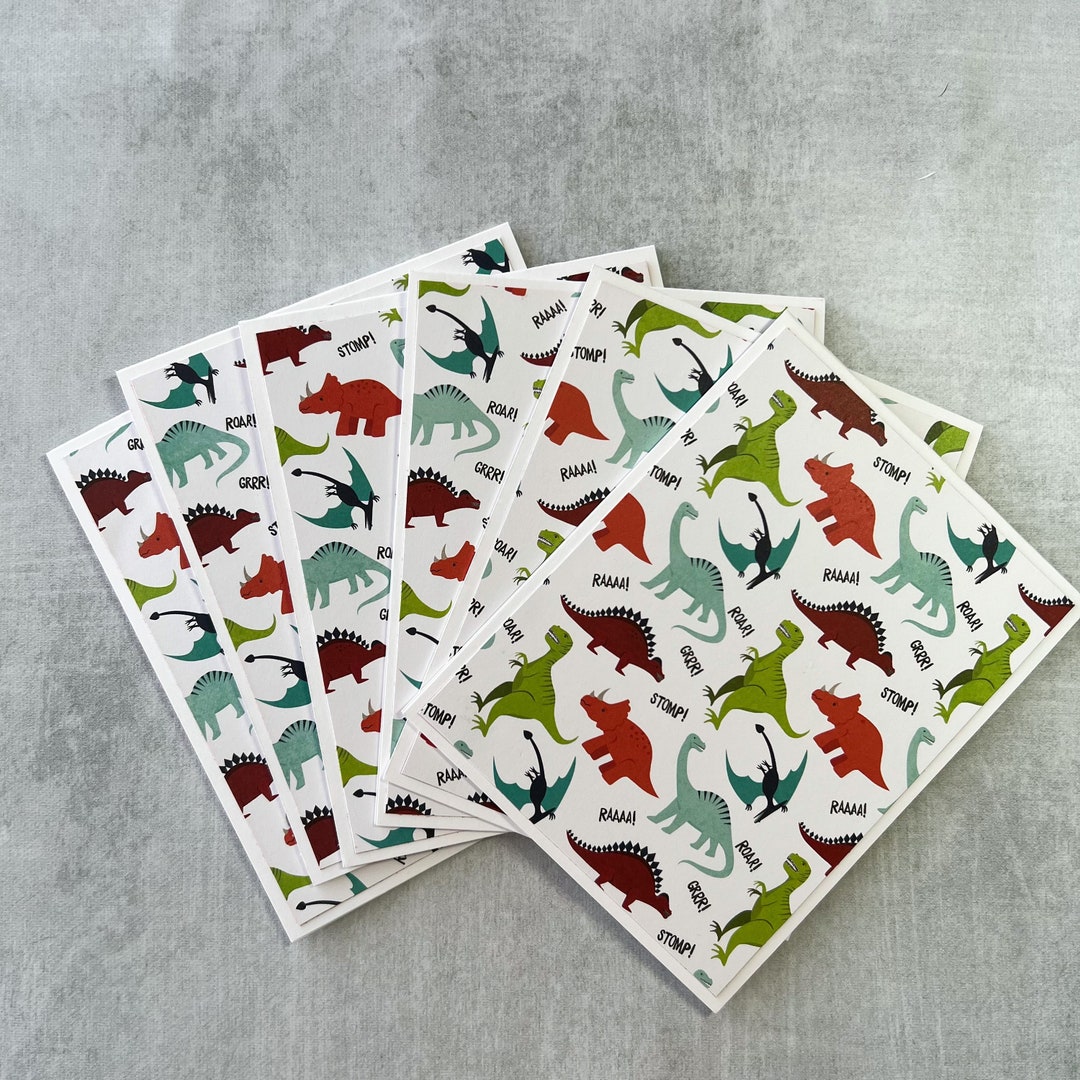 Set of 6 Dinosaur Cards — ** T- Rex Card, Brontosaurus Card ...