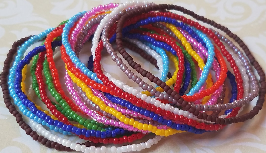 Single Strand Seed Bead Bracelet, Seed Bead Choker, Seed Bead Anklet ...