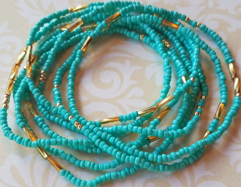 Turqoiuse Seed Bead Bracelet, Beaded Bracelet, Stretch Bracelet, Beaded ...