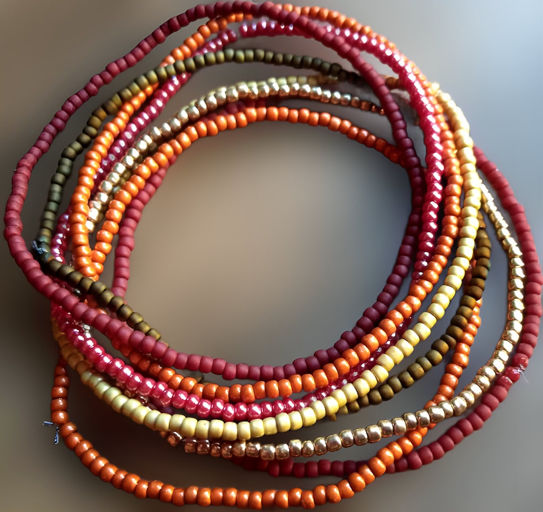 Fall Color Seed Bead Bracelet, Beaded Bracelet, Stretch Bracelet ...