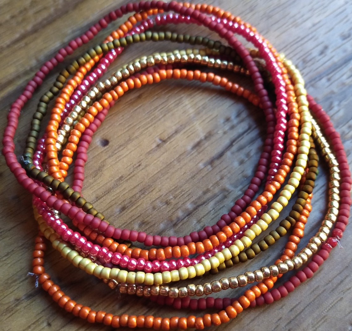Fall Color Seed Bead Bracelet Beaded Bracelet Stretch | Etsy