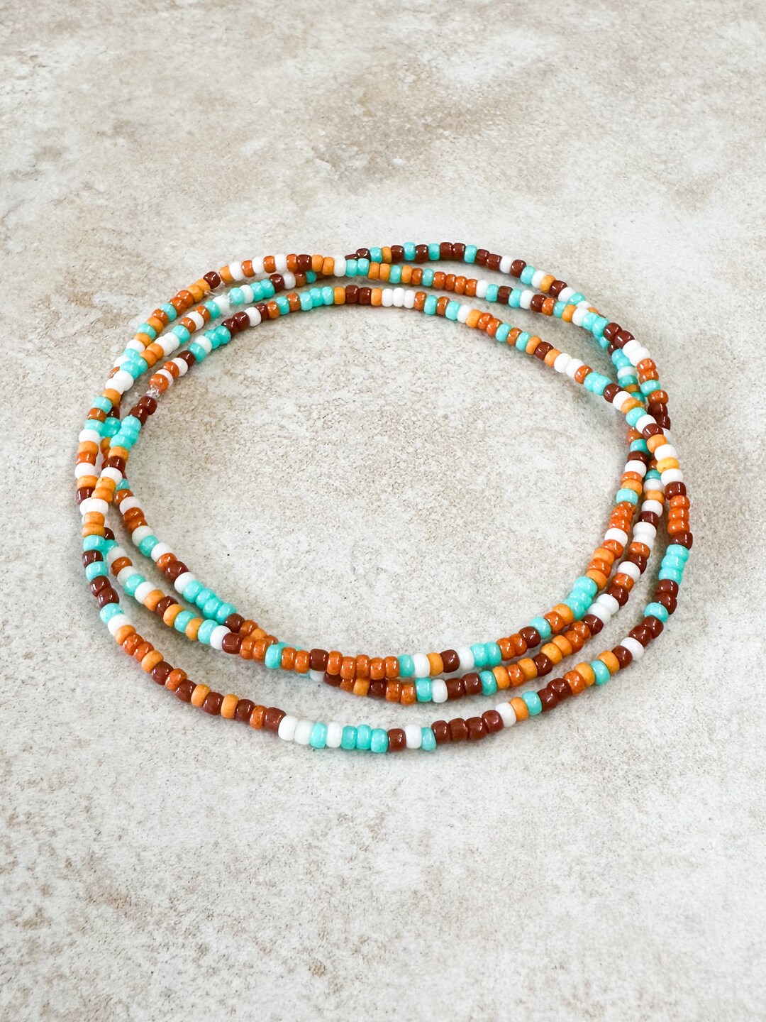 Santa Fe Mixed Seed Bead Bracelet, Set of 3, Stretch Set of 8, Beaded ...