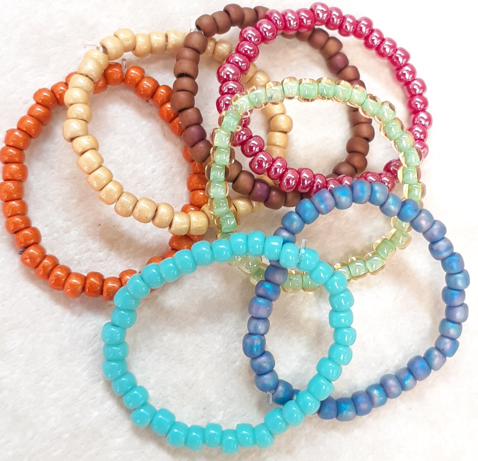 Seed Bead Rings Stacking Rings Stretch Rings Beaded Rings - Etsy