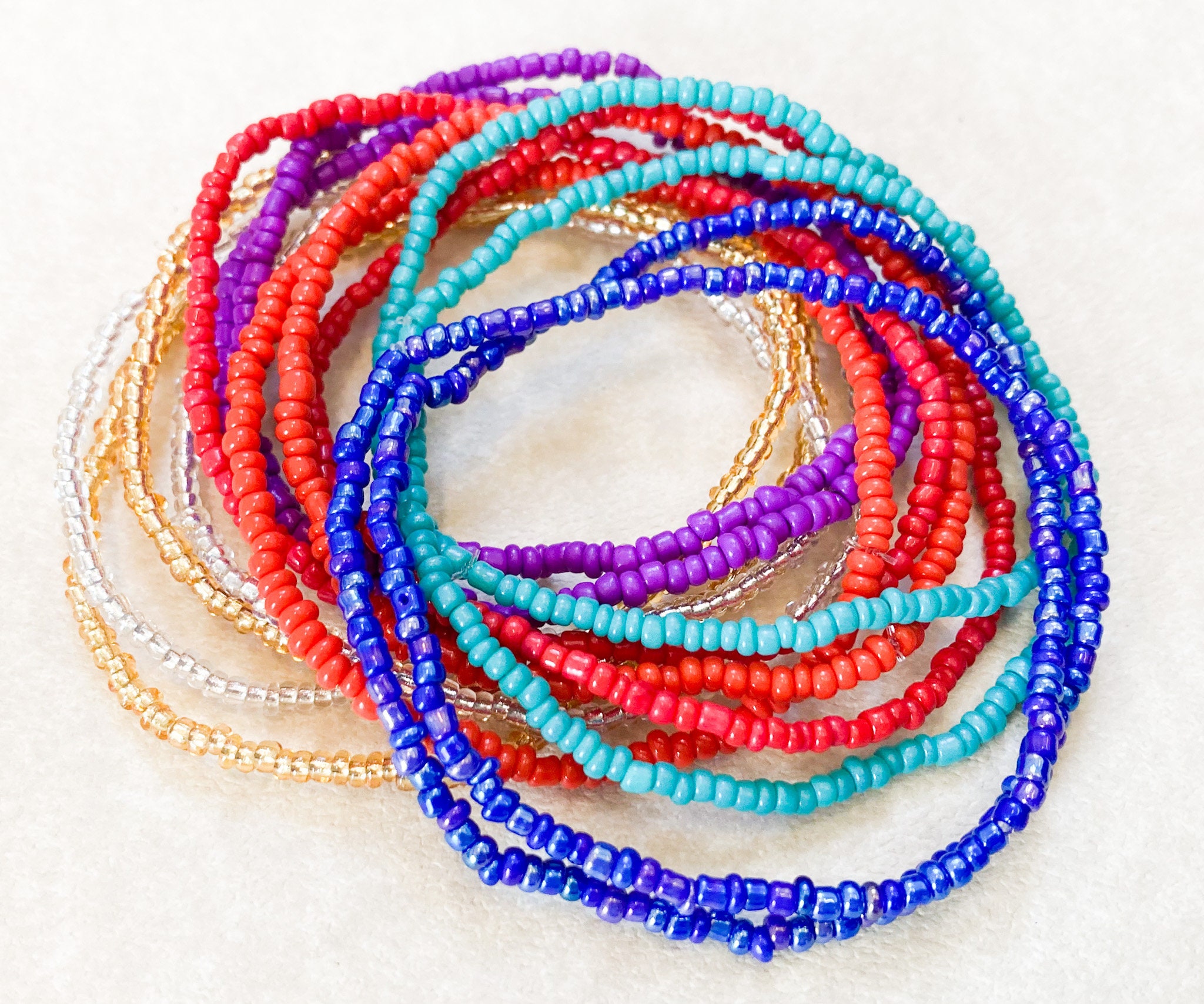 Single Strand Seed Bead Bracelet, Seed Bead Choker, Seed Bead Anklet ...