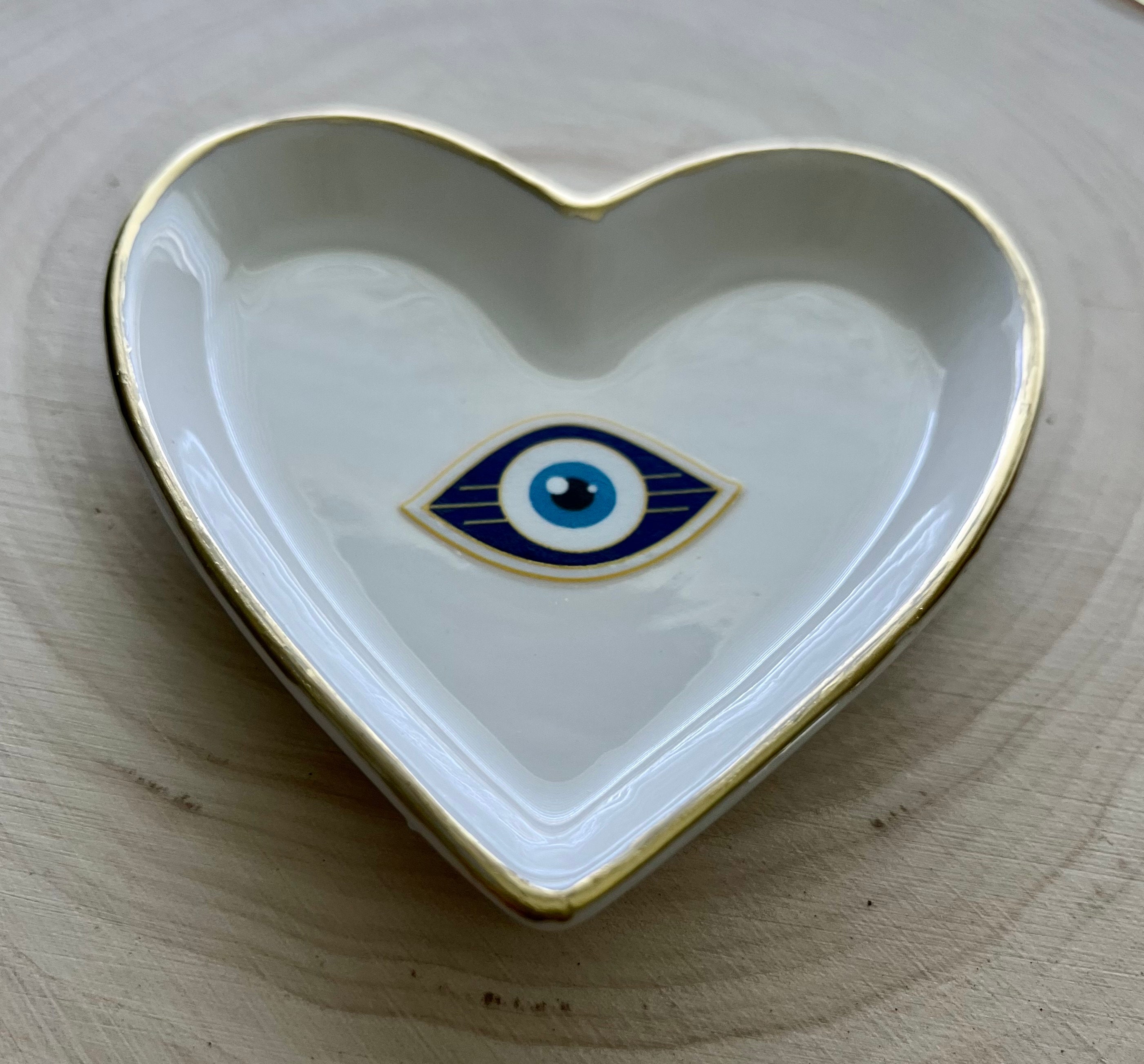 Evil Eye Ceramic Heart Shaped Jewelry Tray, Gifts for Her - Etsy