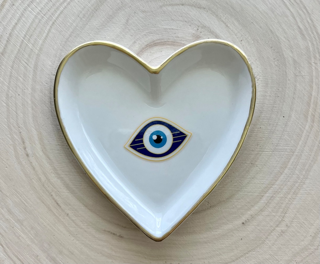 Evil Eye Ceramic Heart Shaped Jewelry Tray, Gifts for Her - Etsy