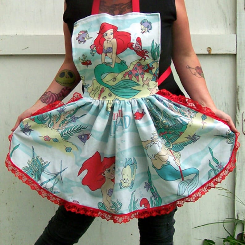 The Little Mermaid Apron Retro Ruffle Adult Pinafore Vintage ...