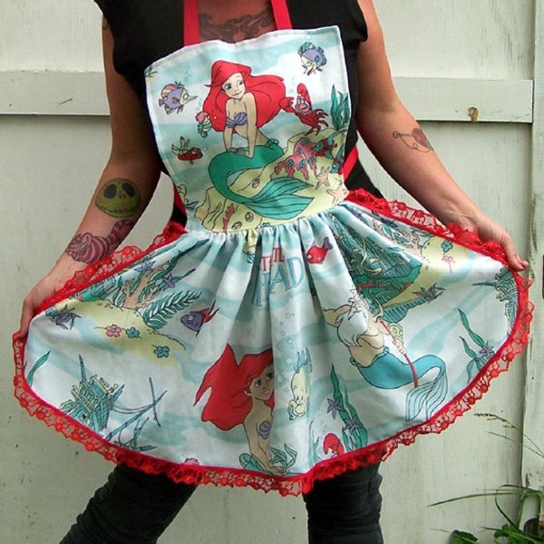 The Little Mermaid Apron Retro Ruffle Adult Pinafore Vintage ...