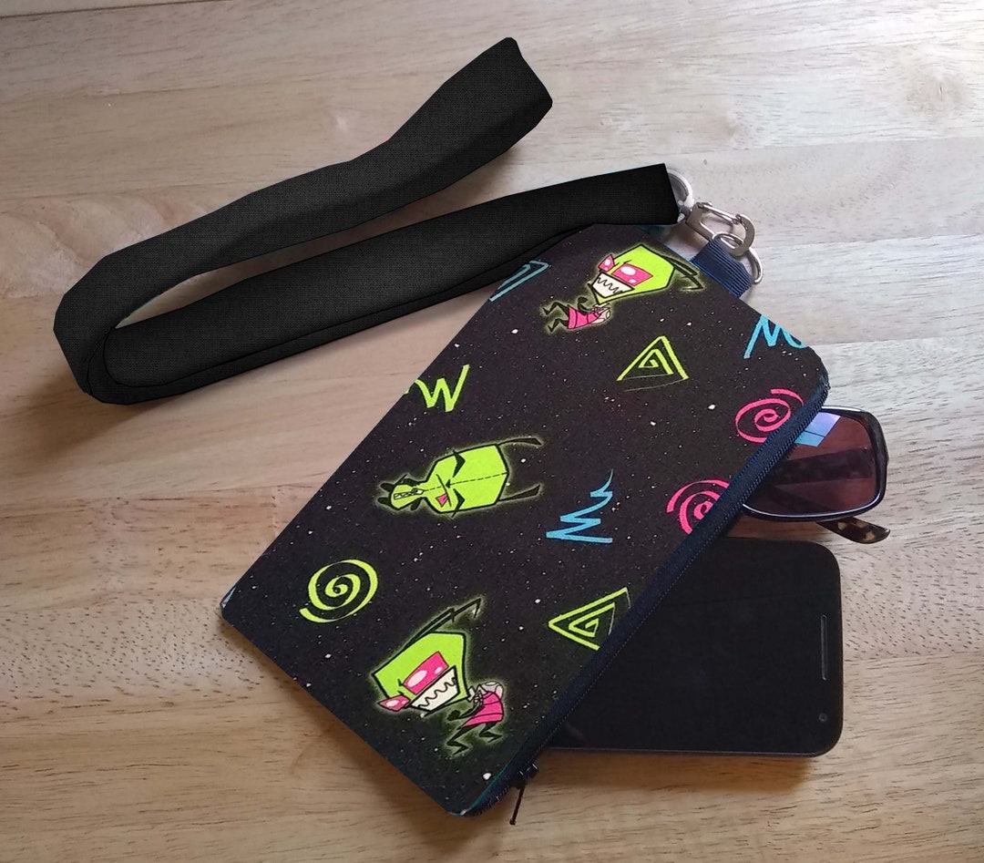 Invader Zim PHONE Wallet Glasses Pouch With Black Neck Lanyard Handmade ...
