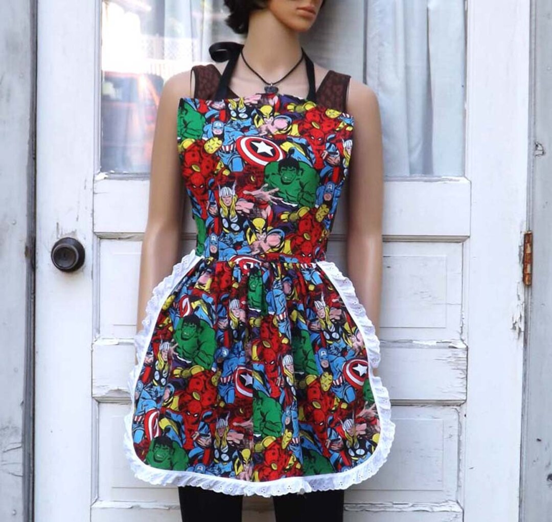 Marvelous Hero Retro Ruffle Dinner Party Hostess Licensed Fabric S-L ...