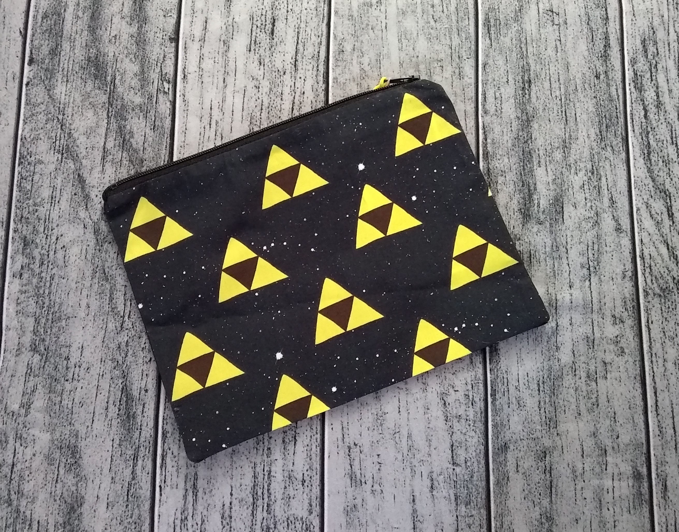 Yellow Triangle Pyramid Zipper Pouch Cosmetic Makeup Bag Ready to Ship ...