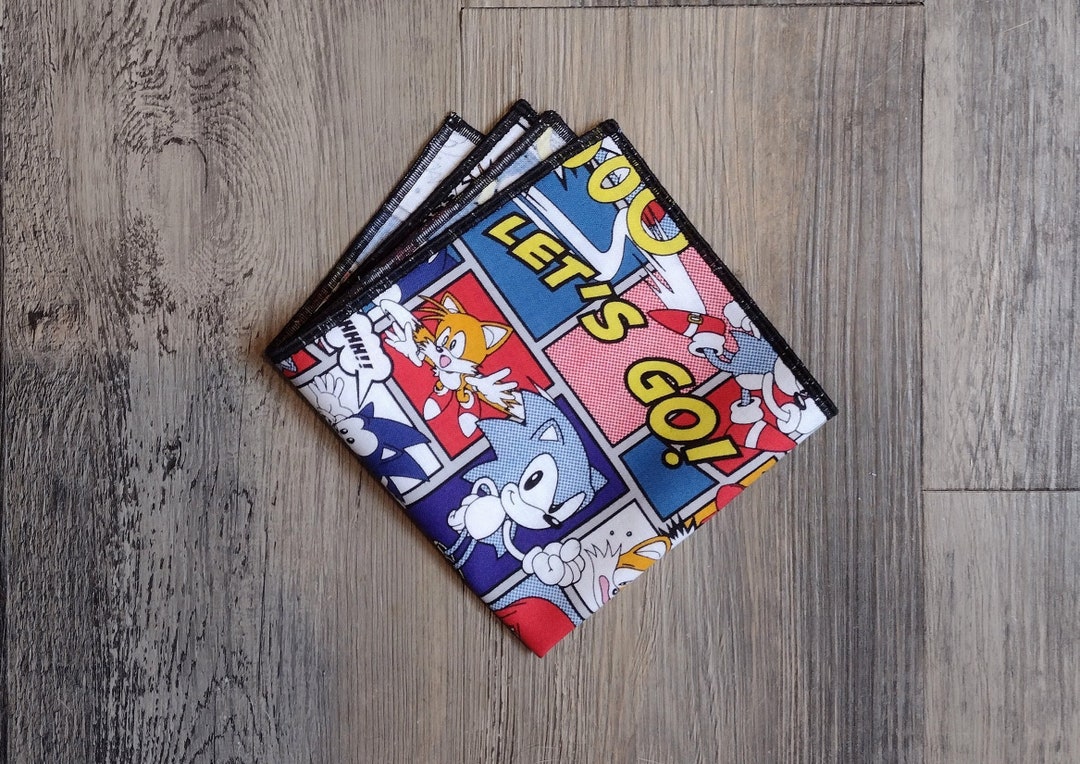 Sonic Comic Pocket Square Formal Wedding Tux Prom Handkerchief Hedgehog ...