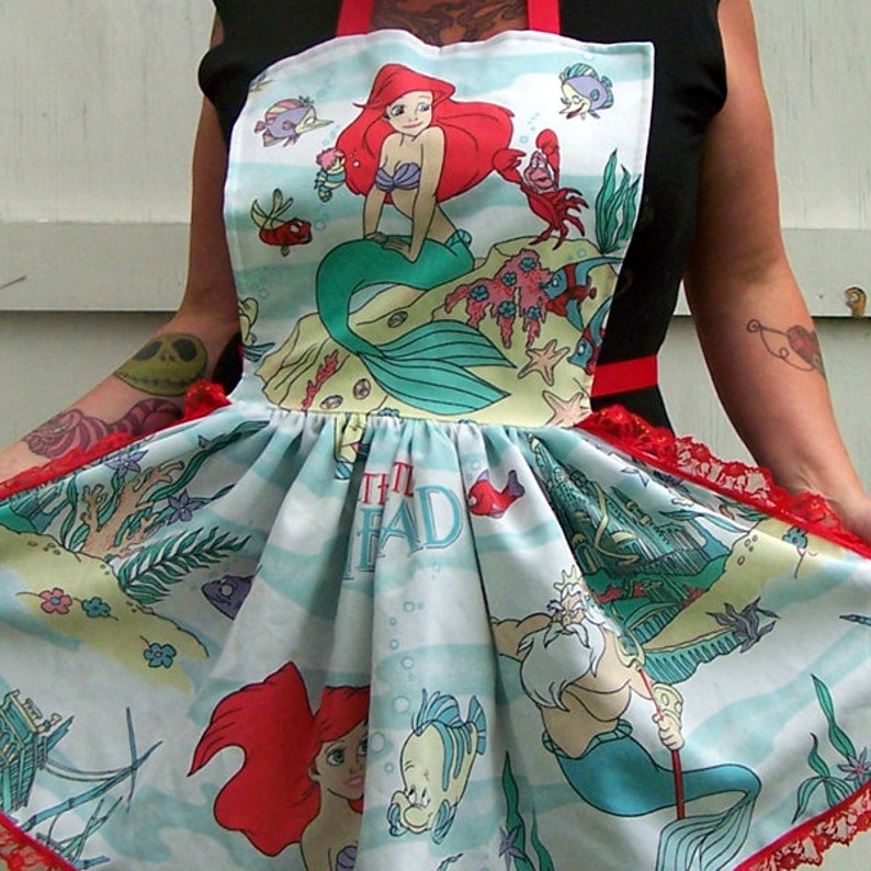 The Little Mermaid Apron Retro Ruffle Adult Pinafore Vintage ...