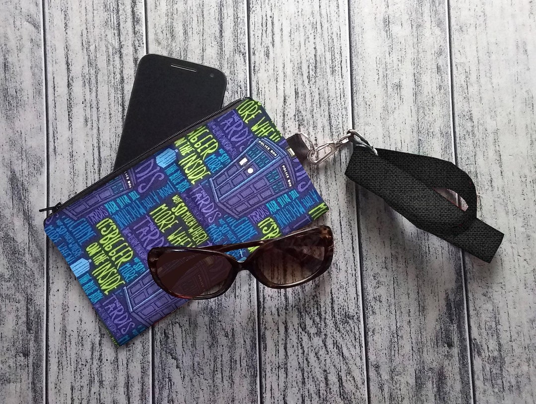 Tardis Wallet Glasses Pouch With Black Neck Lanyard Doctor Who Handmade ...