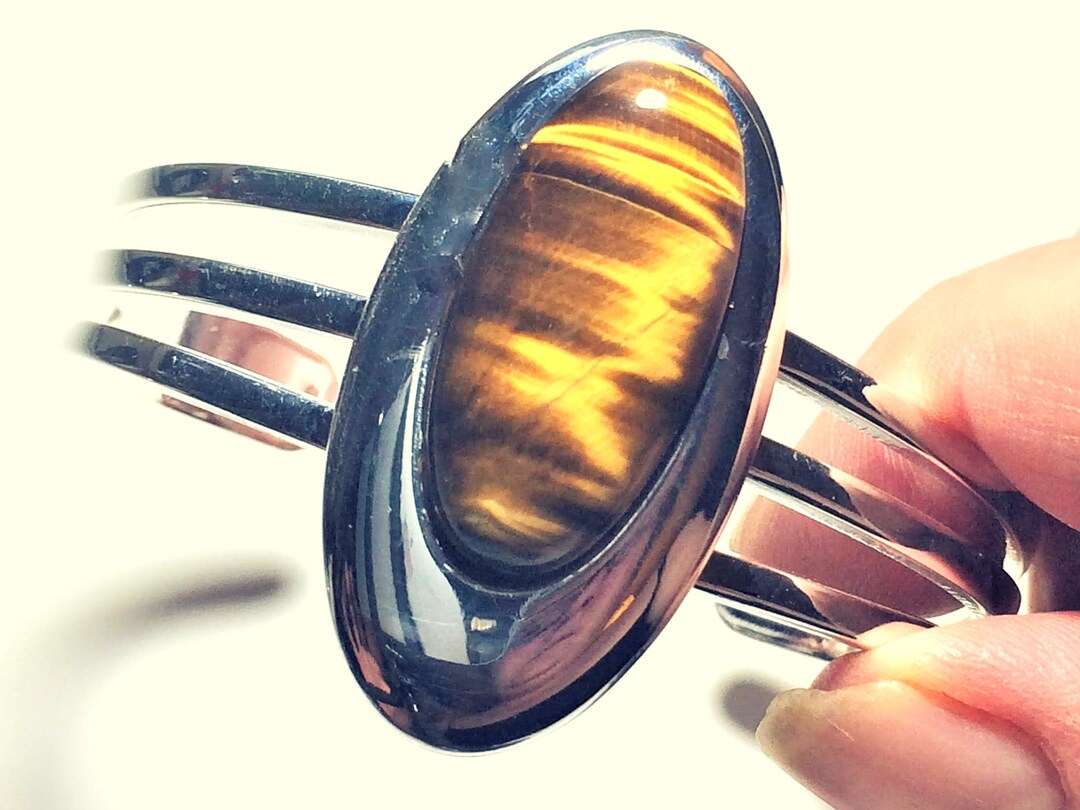 Tiger Eye Cuff Bracelet Tiger Eye Bangle.tigers Eye Bracelet,cuff ...