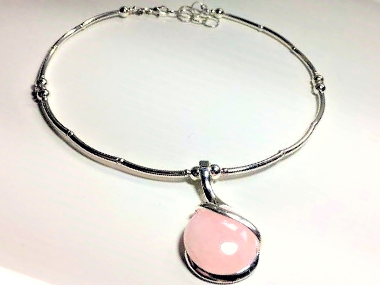 Rose Quartz Sash Necklace,wicked Fish Design,pink Pendant,pale Pink ...