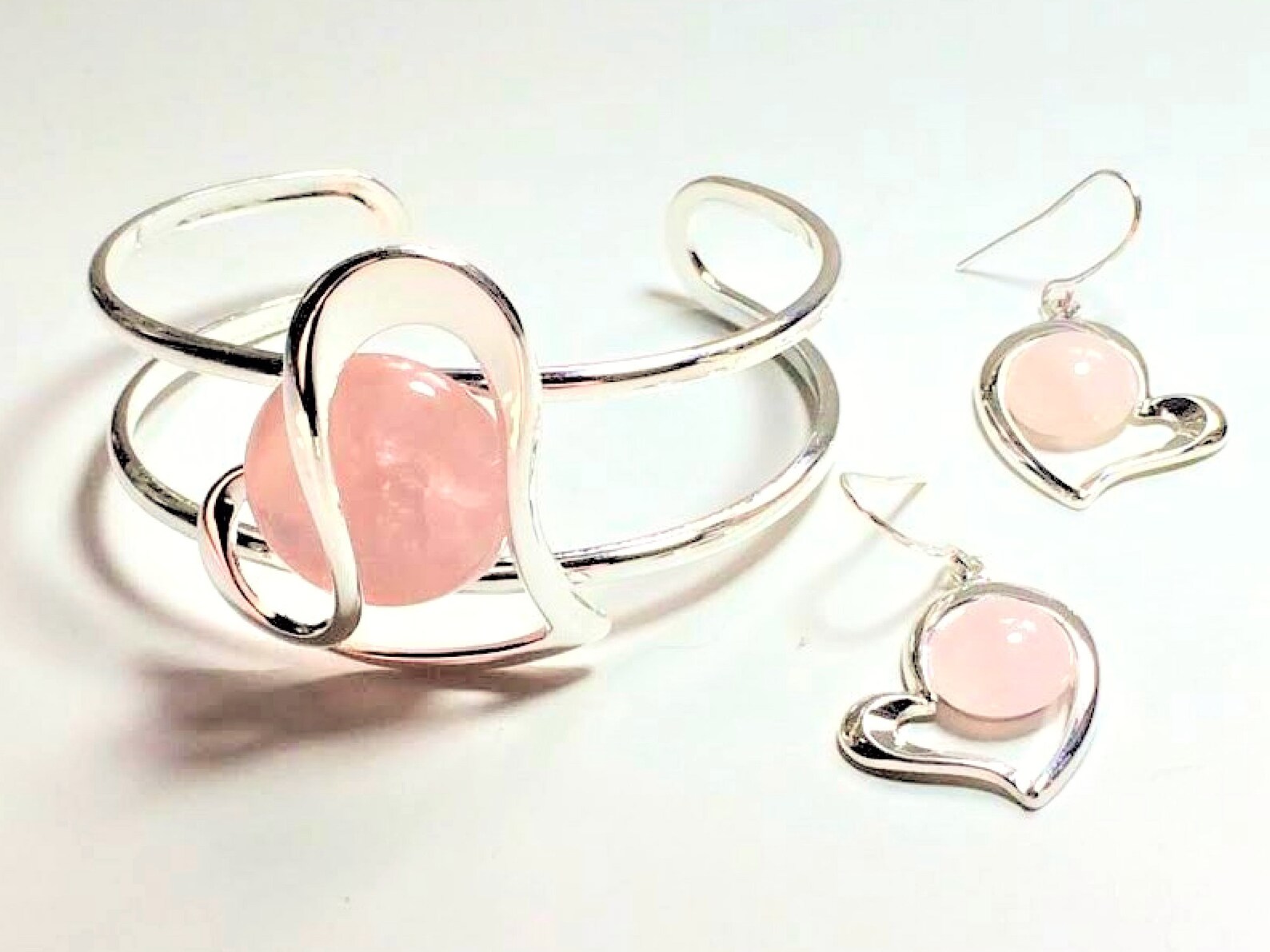 Conjunto de joyas de cuarzo rosa colgante de cuarzo rosa | Etsy
