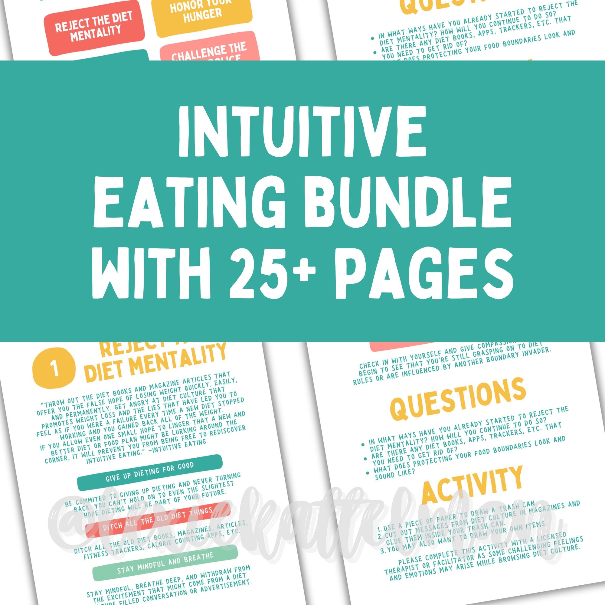 Intuitive Eating Principles Bundle, Eating Disorder, Disordered Eating ...