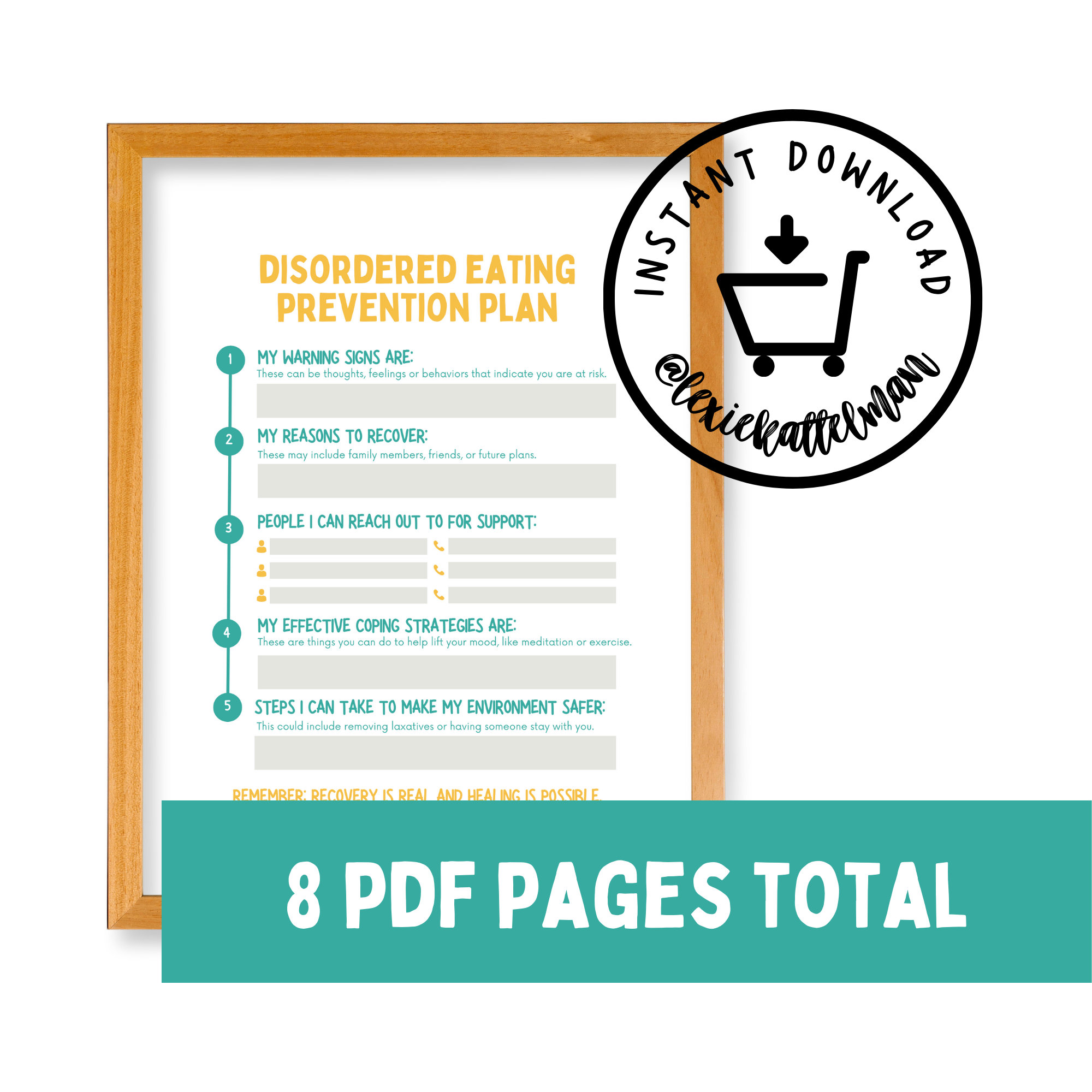 Disordered Eating Record and Prevention Plan, Fear Foods, Safe Foods ...