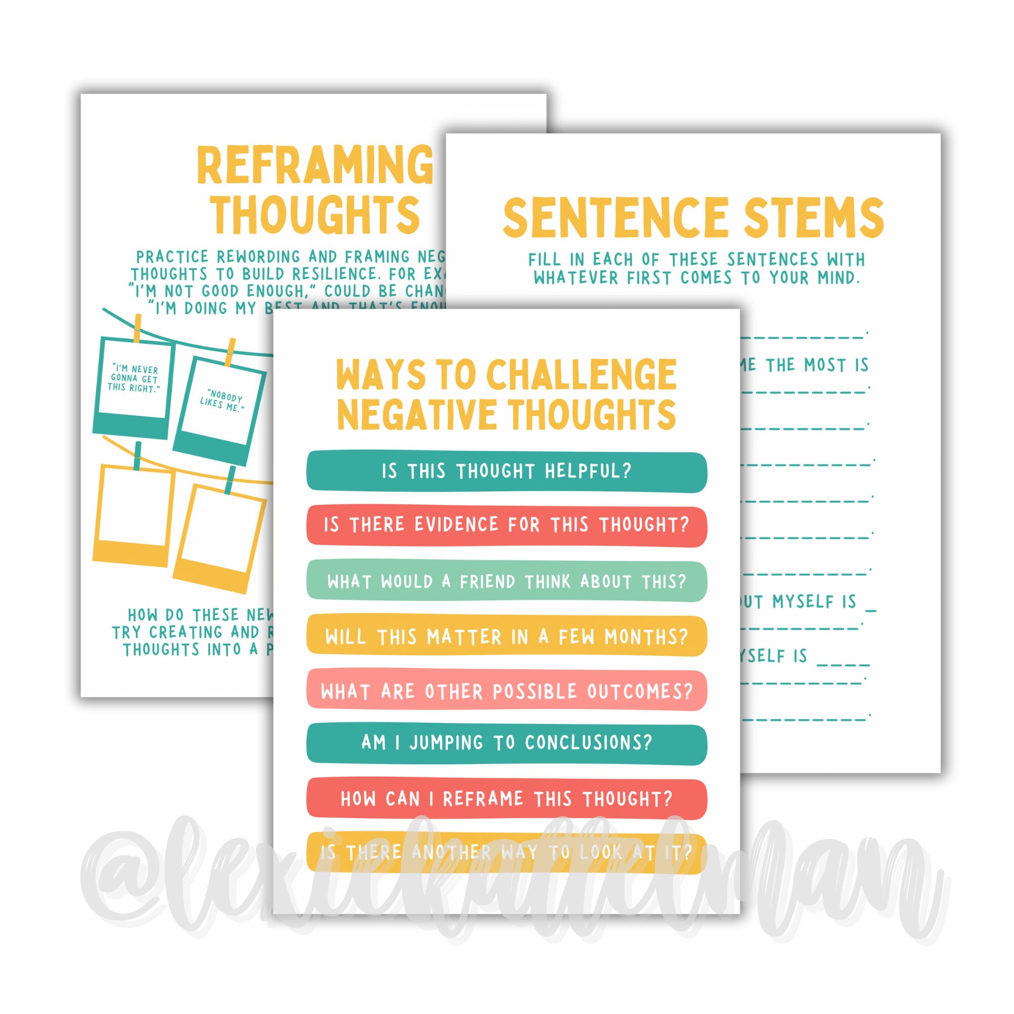 Cognitive Distortions, Cognitive Model Worksheets, Challenge Negative ...