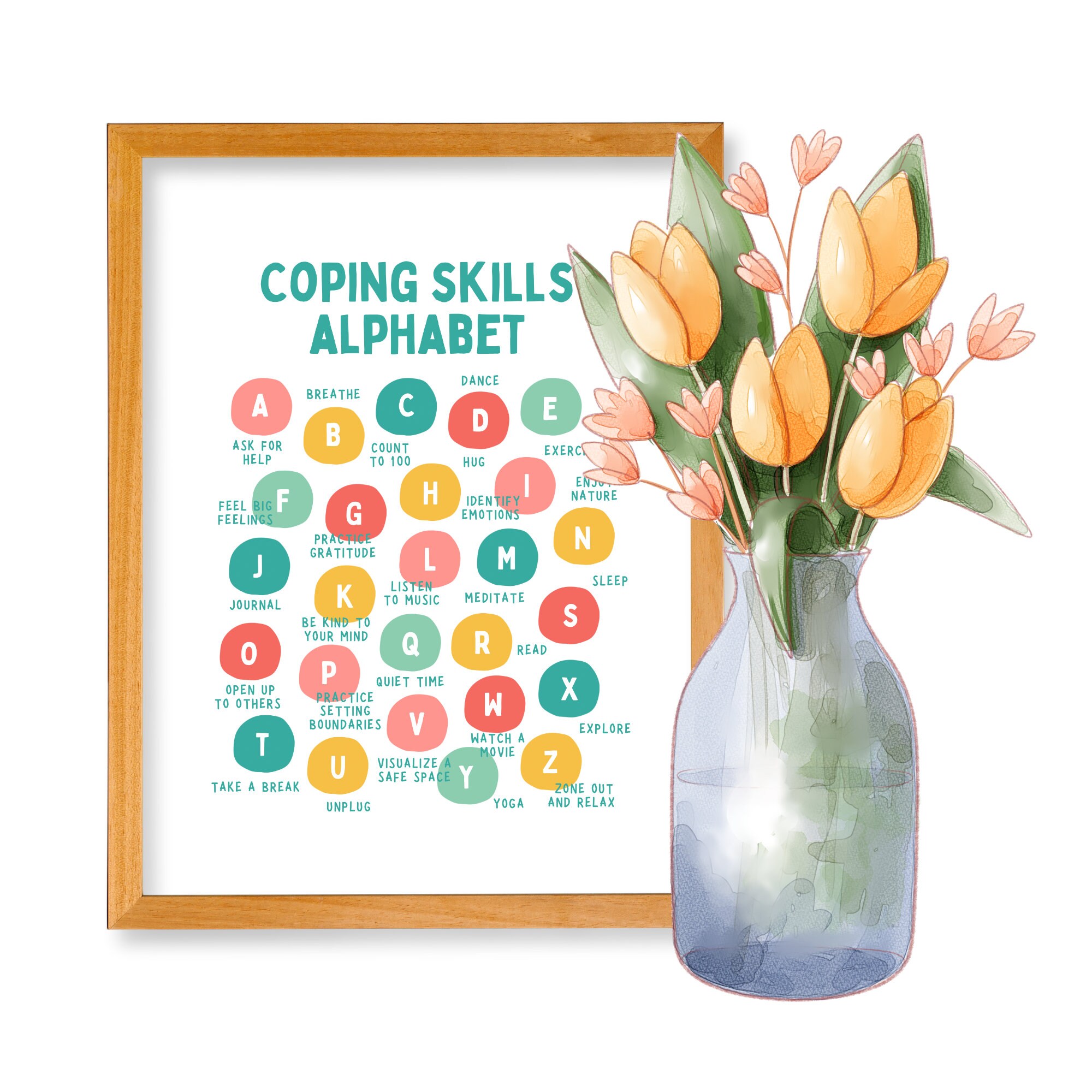 Coping Skills Alphabet, Counseling Poster, Coping Skills, Digital ...