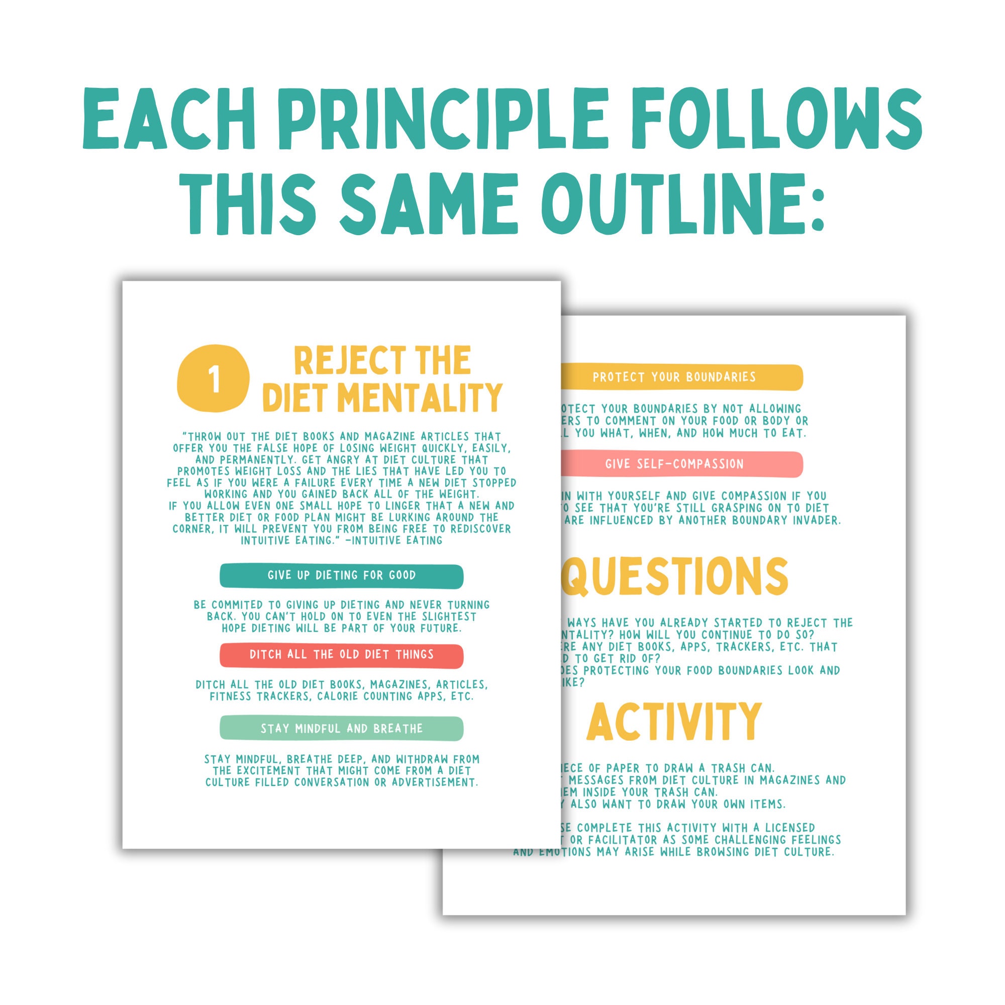 Intuitive Eating Principles Bundle, Eating Disorder, Disordered Eating ...