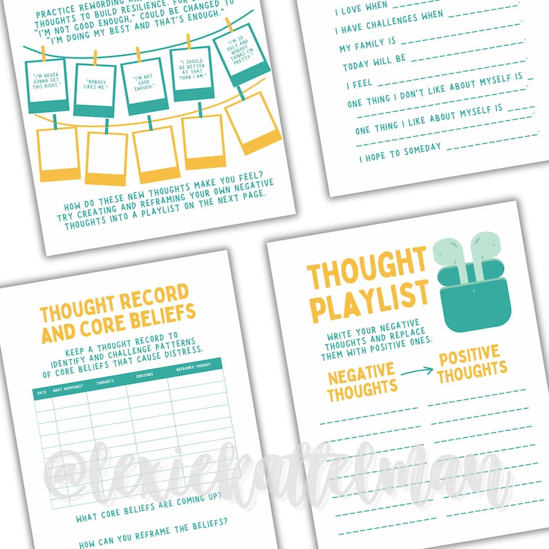 Cognitive Distortions, Cognitive Model Worksheets, Challenge Negative ...