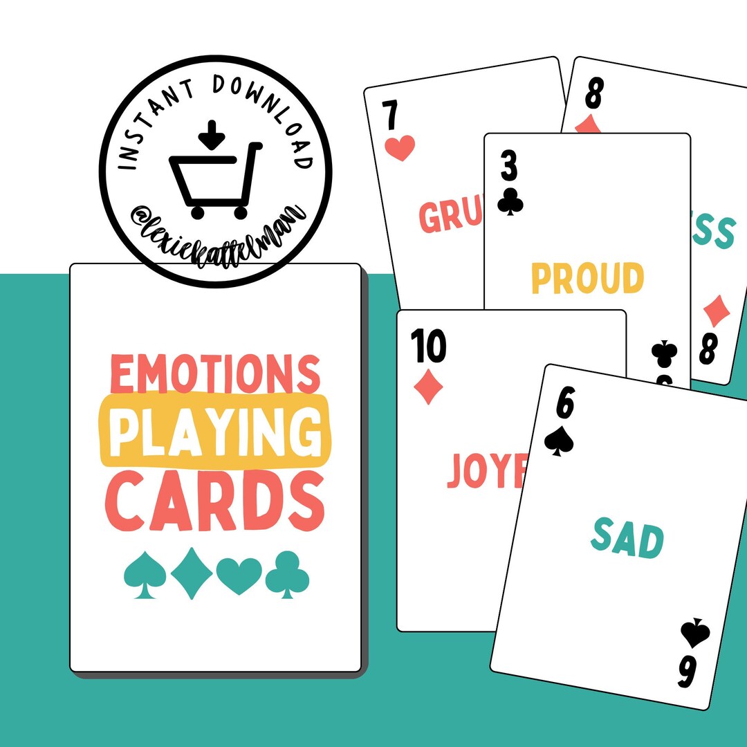 Emotions Playing Cards, Emotion Cards, Emotion Game, Mental Health ...