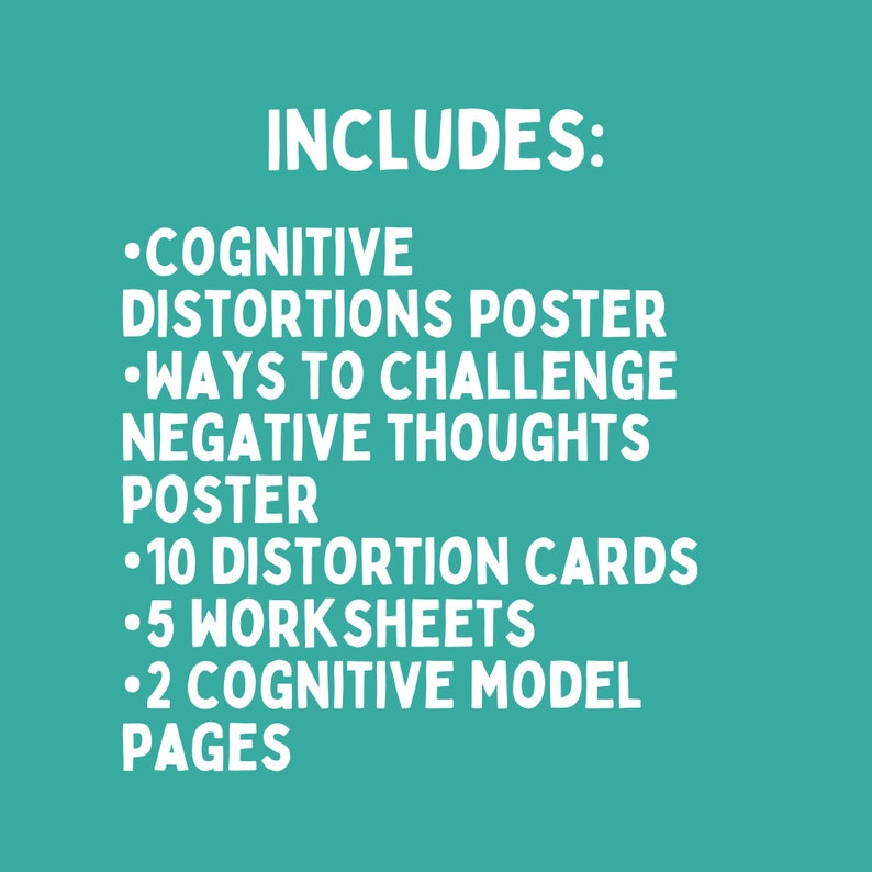 Cognitive Distortions, Cognitive Model Worksheets, Challenge Negative ...