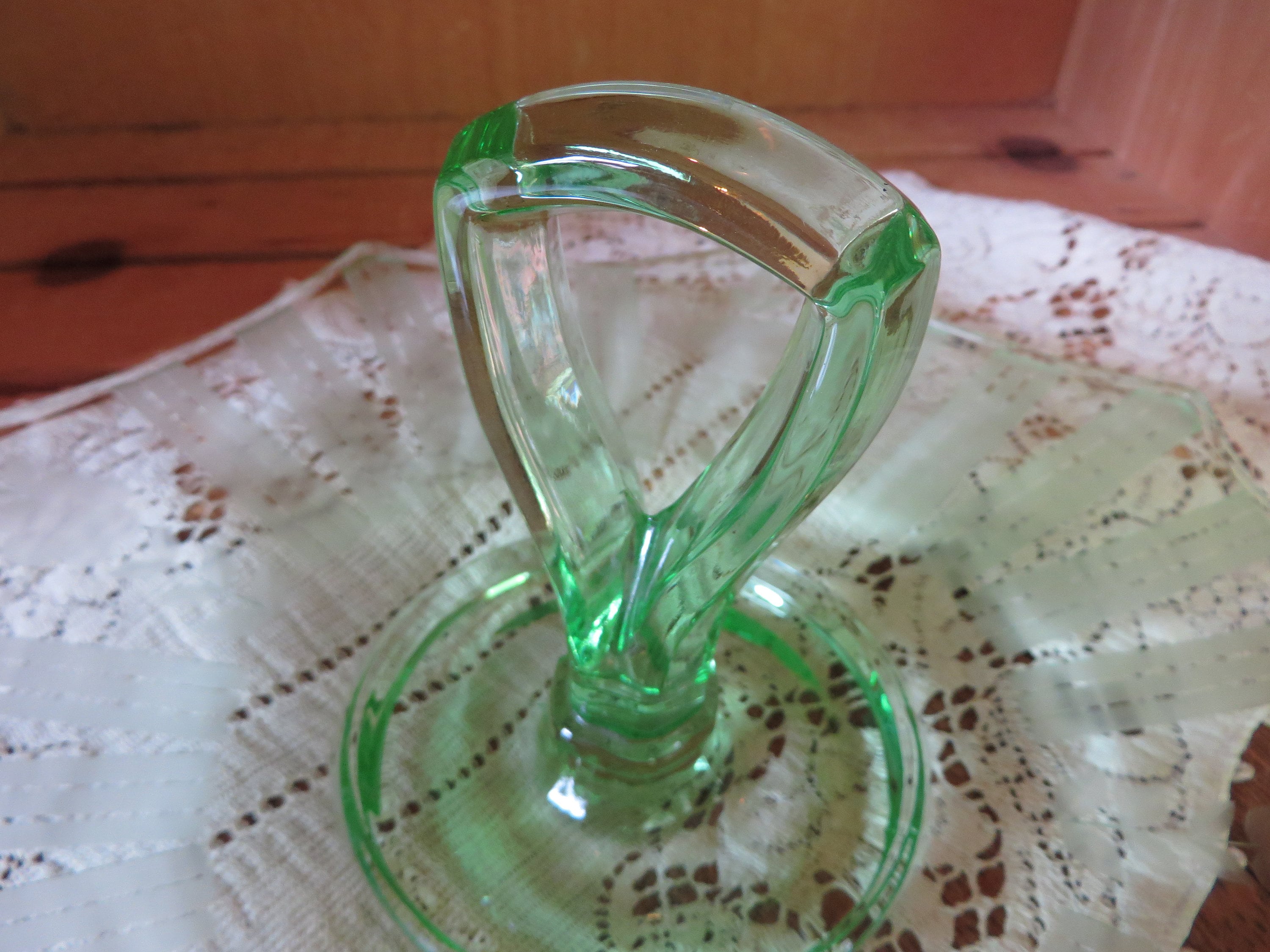 Vintage Green Depression Tidbit Serving Tray/floral Striped Etching/art ...