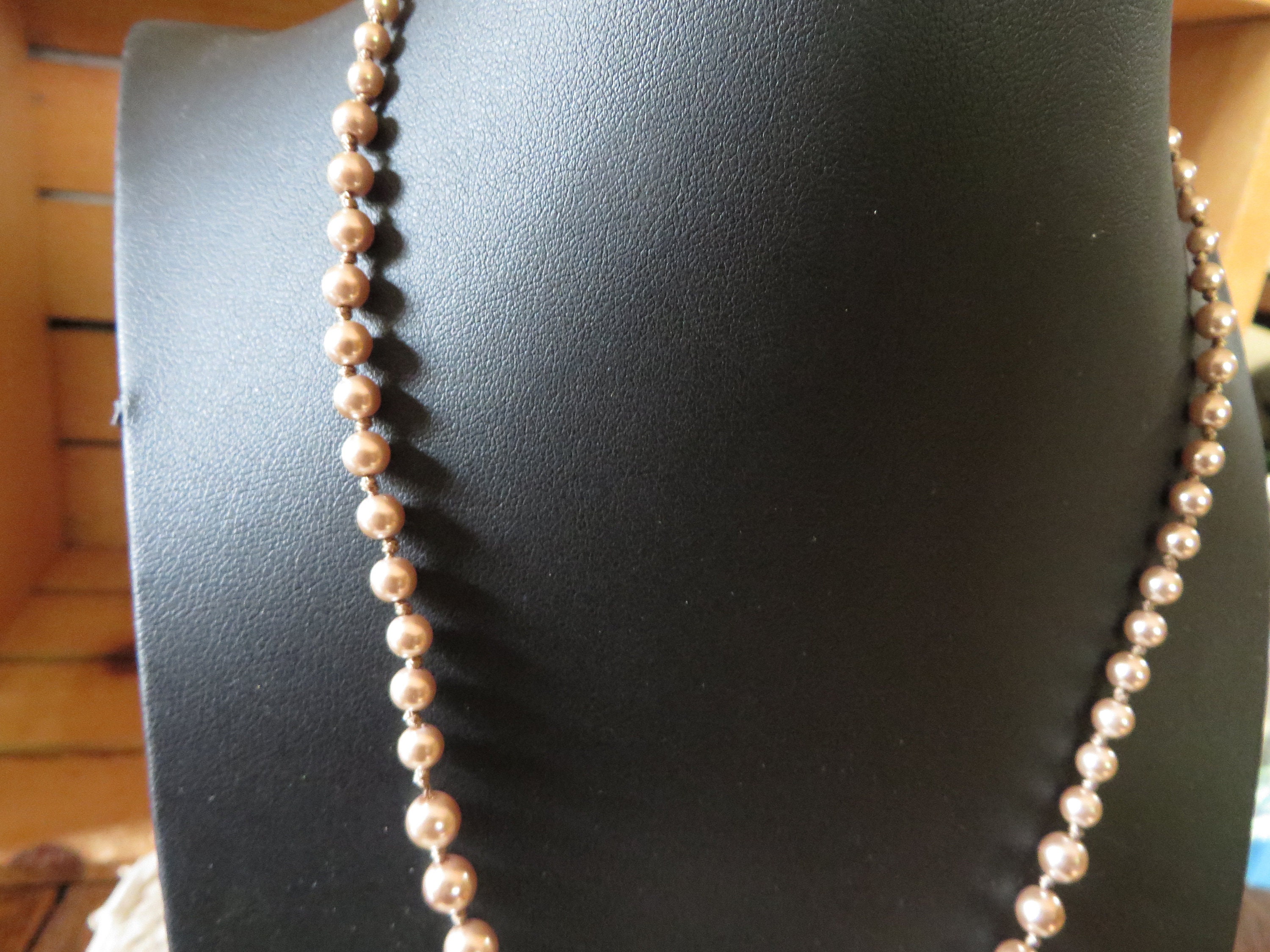Vintage Signed Roman RMN Single Strand Graduated Champagne Faux Pearls ...
