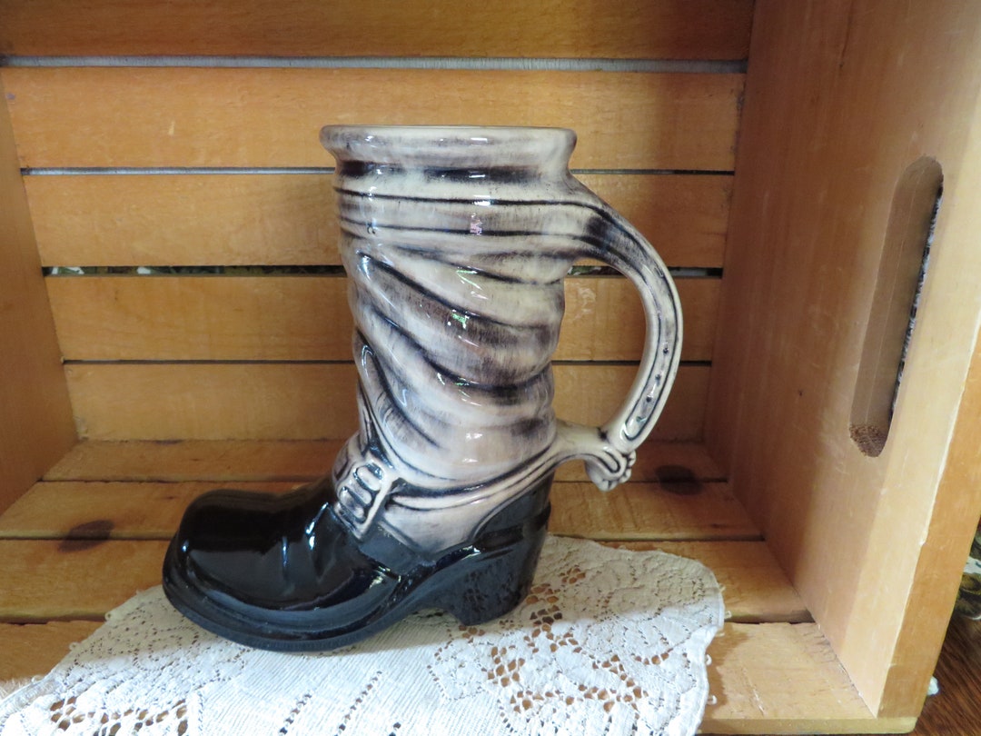 Vintage Mccoy Cowboy Boot Stein/ 7-league Stein/black and - Etsy