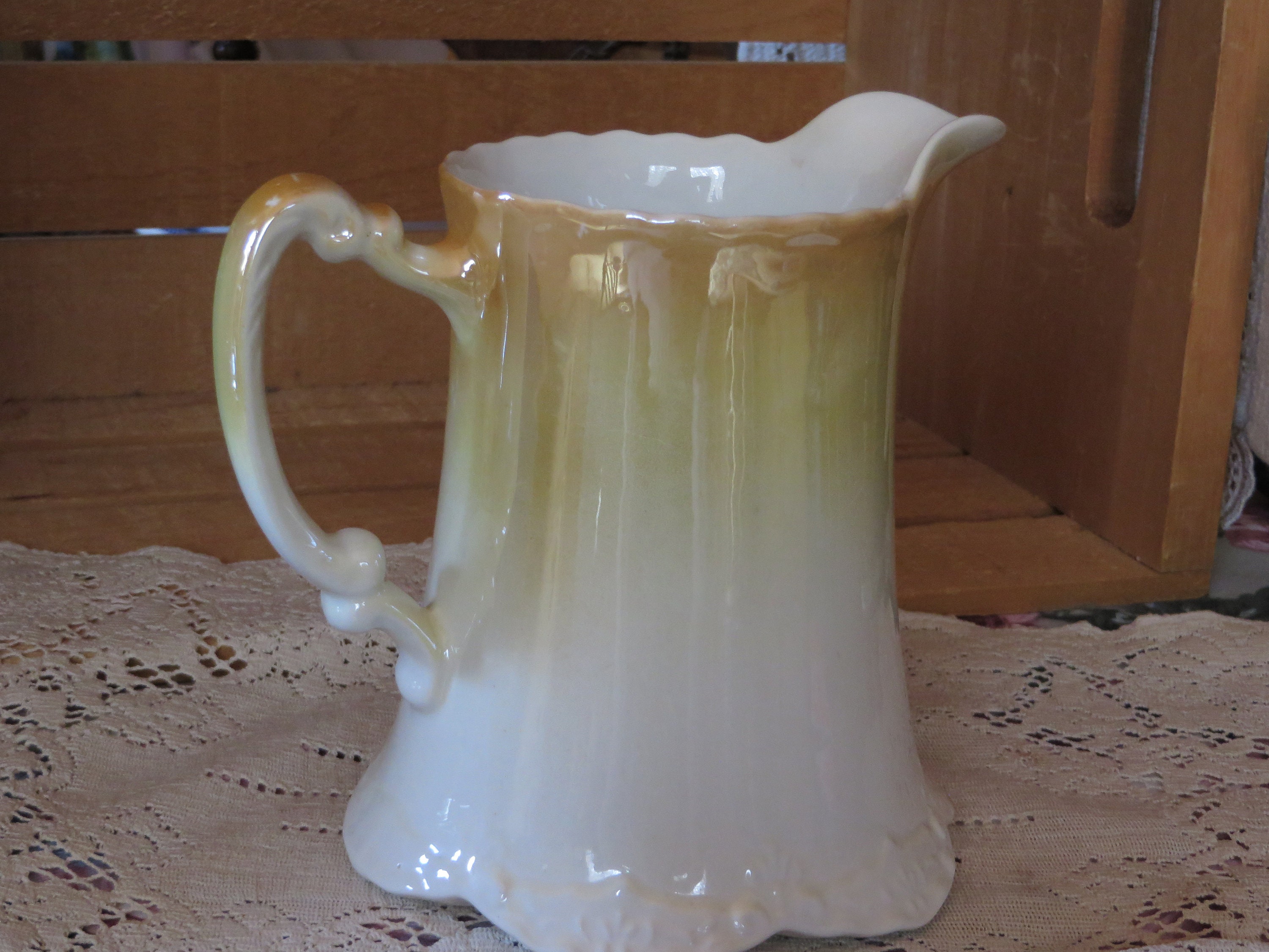 Homer Laughlin Hudson Milk Pitcher/rose Pattern/peach Lustre - Etsy