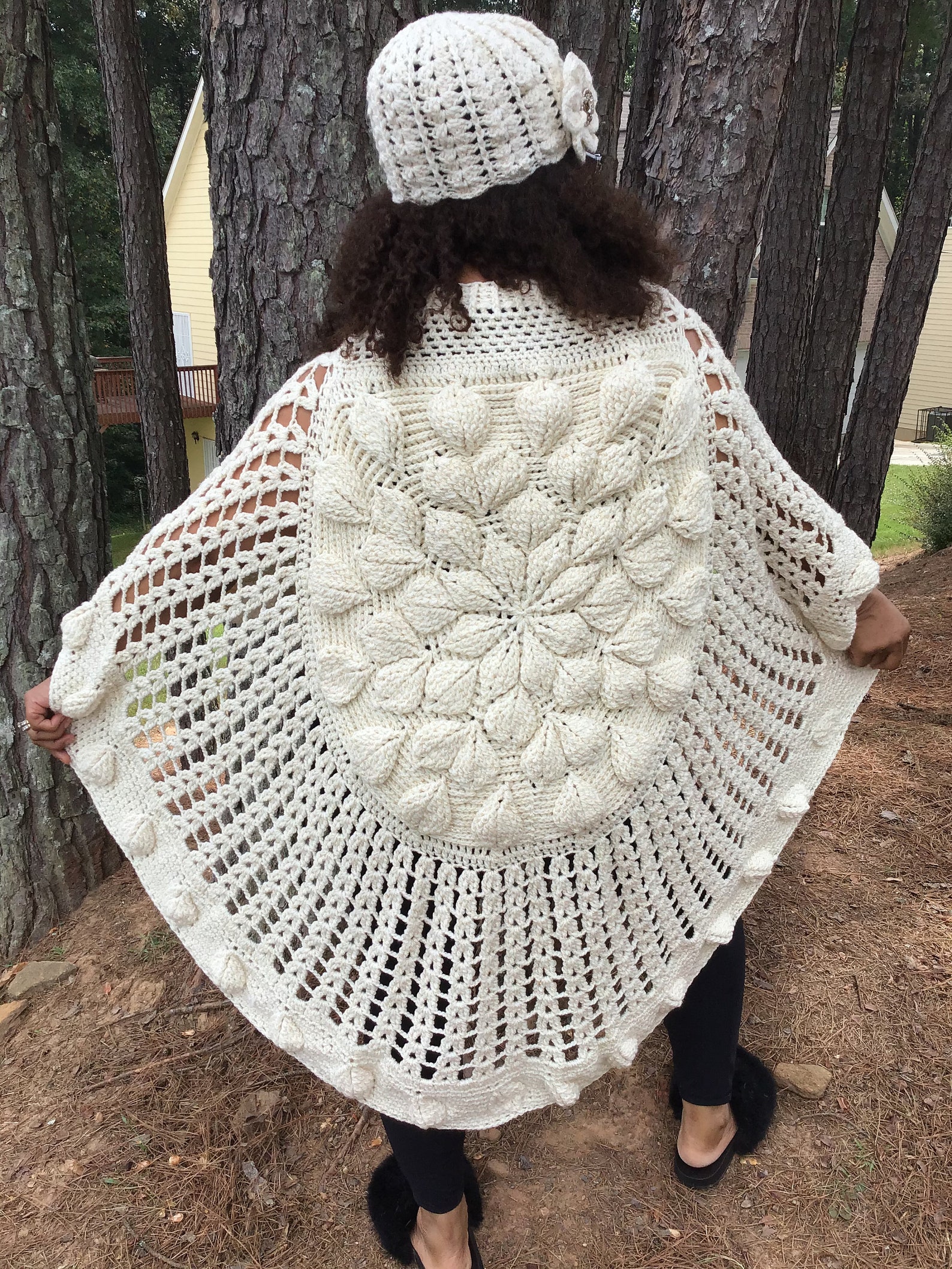 Beautiful Handmade Detailed Texture Poncho With Hat - Etsy