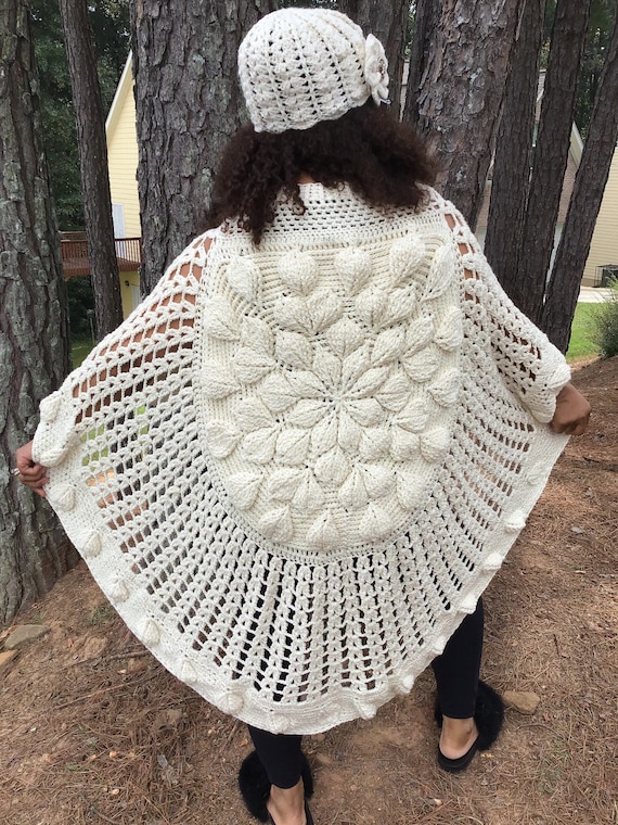 Beautiful Handmade Detailed Texture Poncho With Hat | Etsy