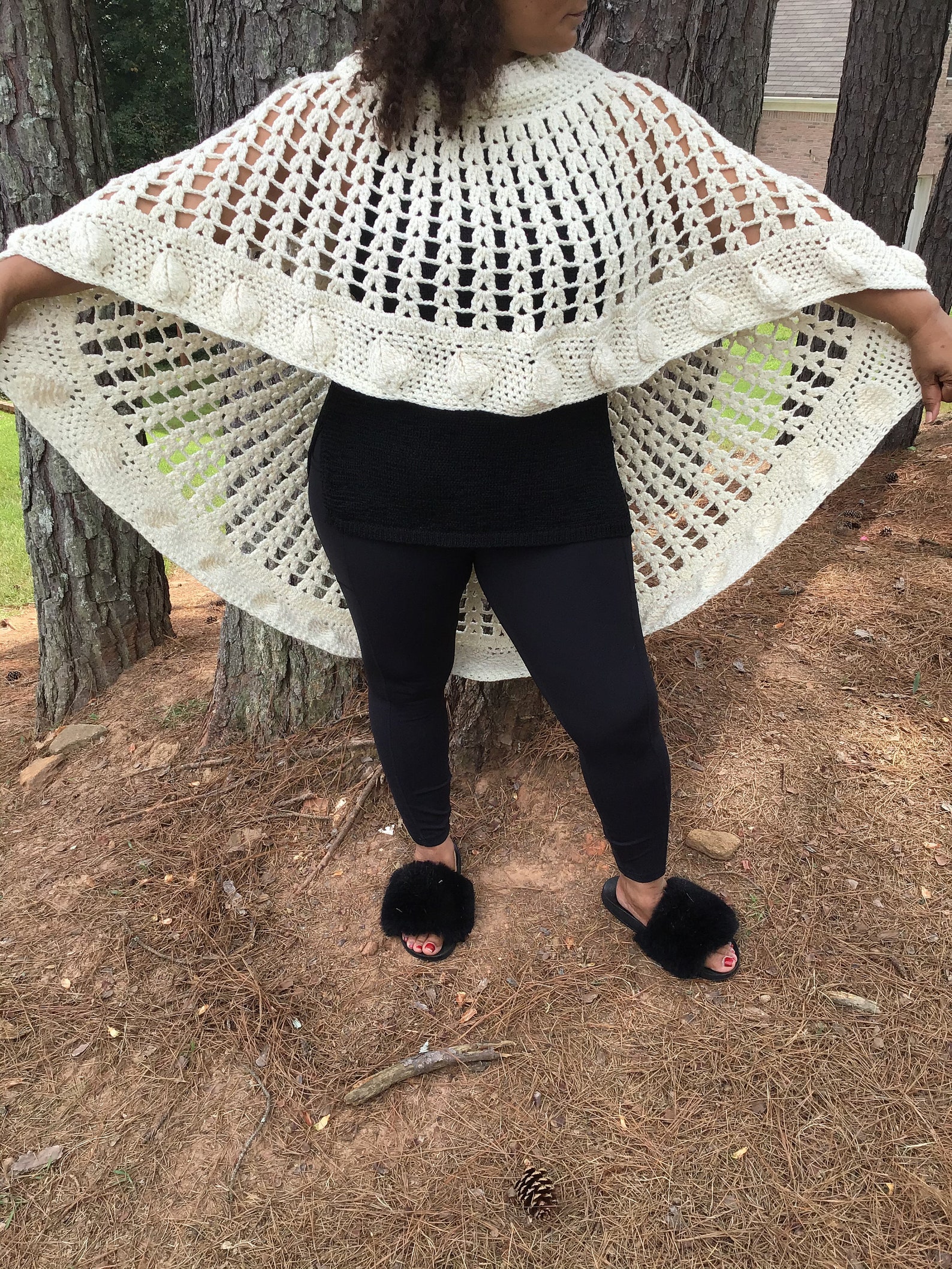 Beautiful Handmade Detailed Texture Poncho With Hat - Etsy