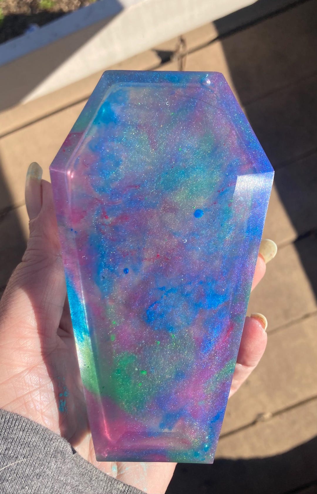 Clear Resin Coffin With Multicolor Swirls - Etsy