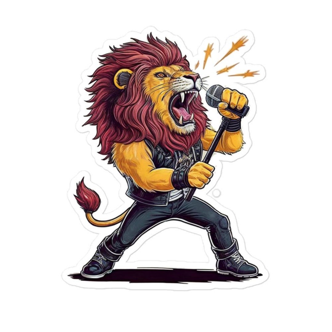 Artistic Rockstar Lion Sticker Unique Lion Sticker Graphic Lion Sticker ...