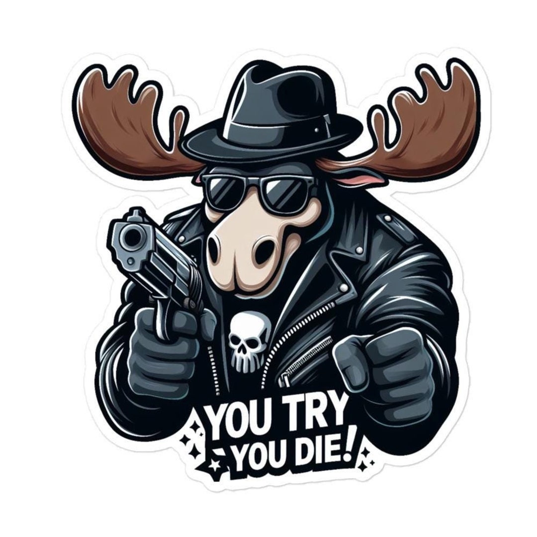 Gangster Moose Sticker Moose With A Handgun Sticker Crash Cult Clothing ...