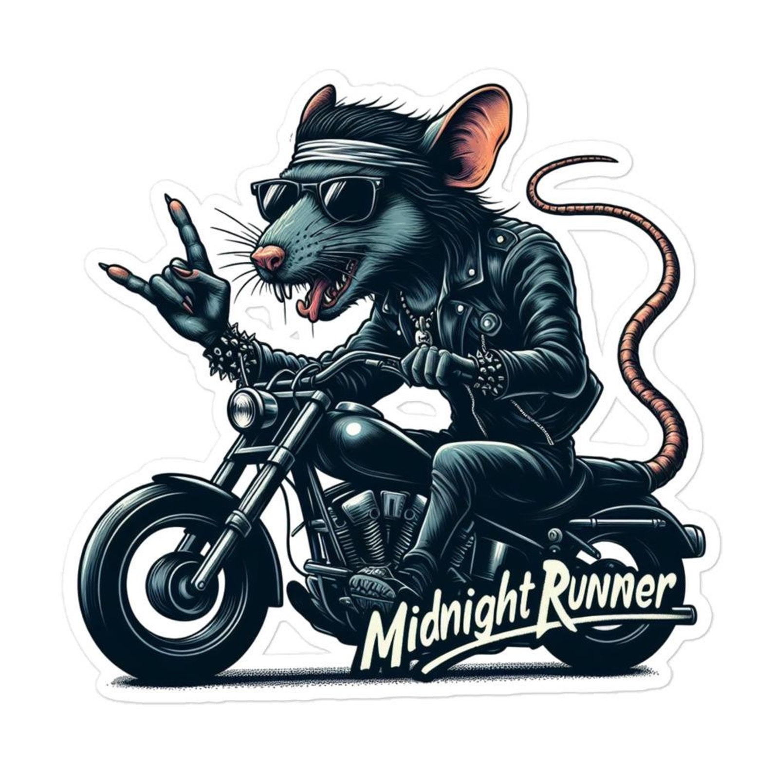 Biker Rat on A Motorcycle Sticker Unique Biker Rat Sticker Artistic ...