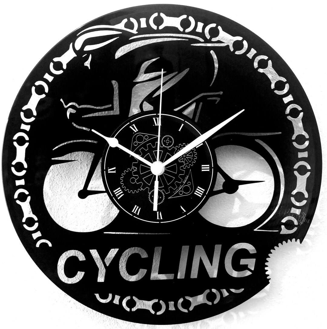 Vinyl Clock Wall Clock BIKE BICYCLE CYCLING Tour Cycling Gift Idea for ...