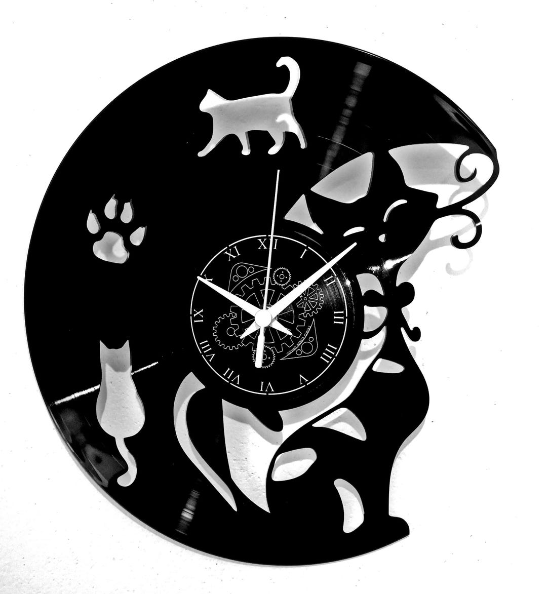 CAT - Vinyl Wall Clock - Cats Pets Kitten Catlover Home Gift Idea ...