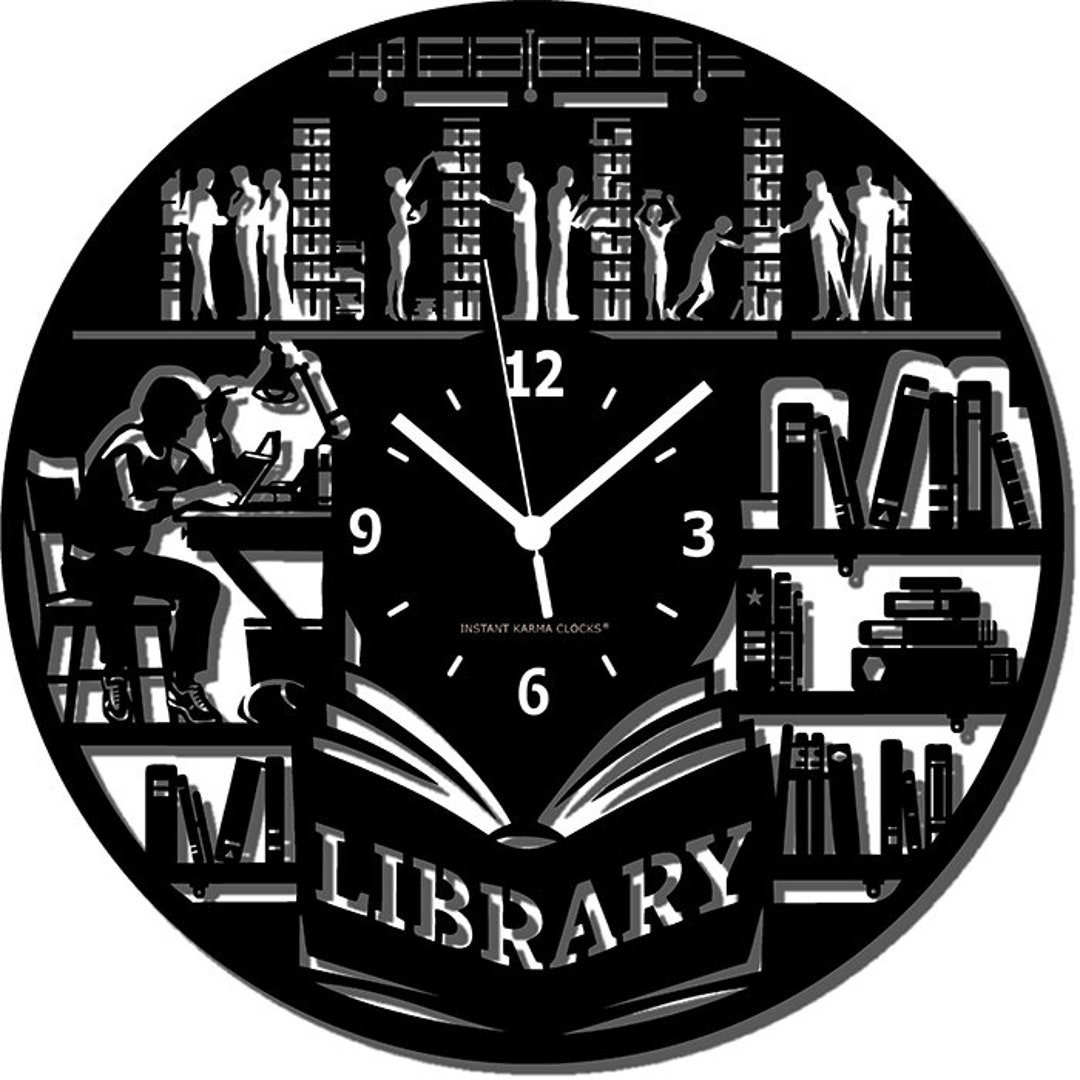 LIBRARY Wooden Wall Clock Library Books Reading Reading - Etsy