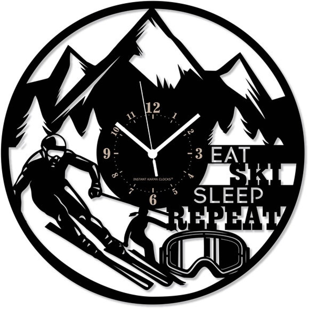SKIING Ski Wall Clock Gift Idea Wood - Etsy UK