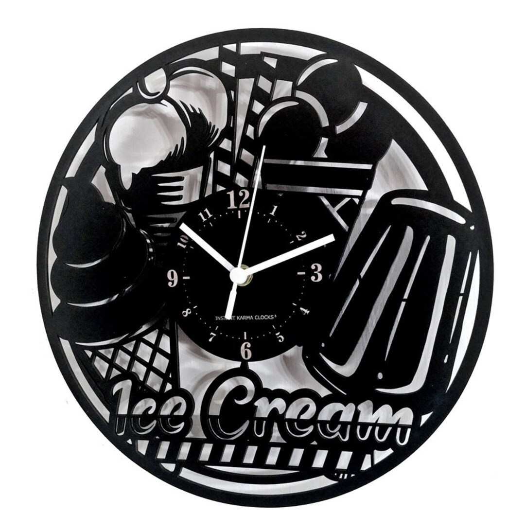 Ice Cream Wall Clock Ice Cream Shop Wooden Gift Idea - Etsy